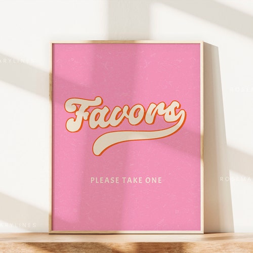 Retro Groovy Cards and Gifts Sign Template Hot Pink Orange - Etsy