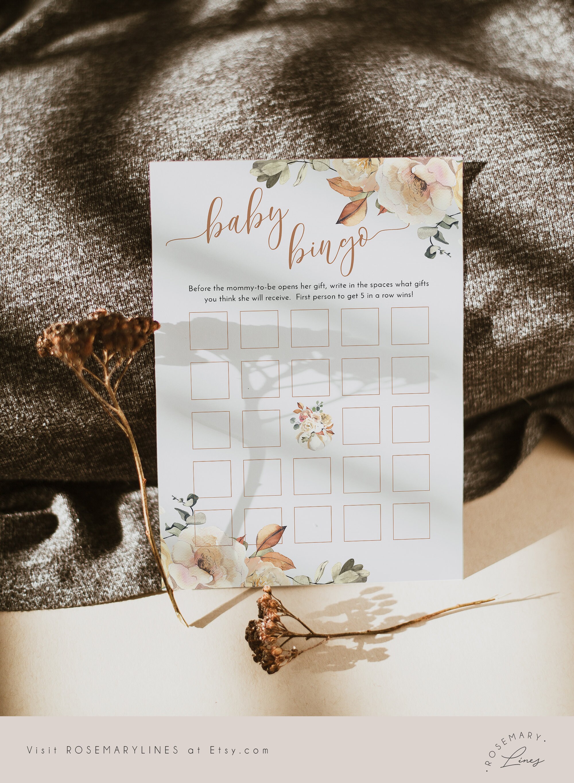 Fall Baby Shower Bingo Baby Bingo Baby Shower Game Card | Etsy