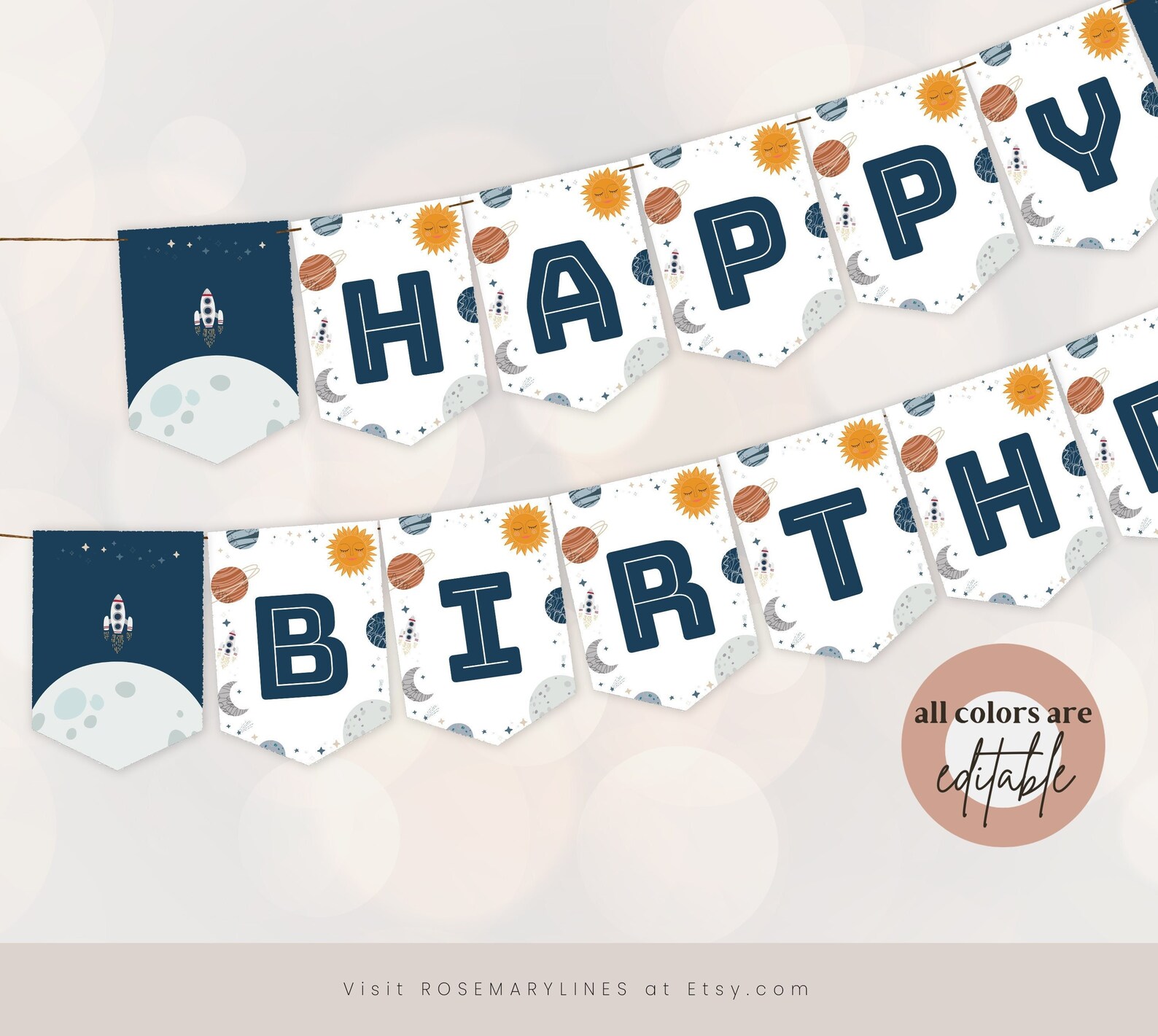 Outer Space Birthday Banner Galaxy Solar System Banner | Etsy