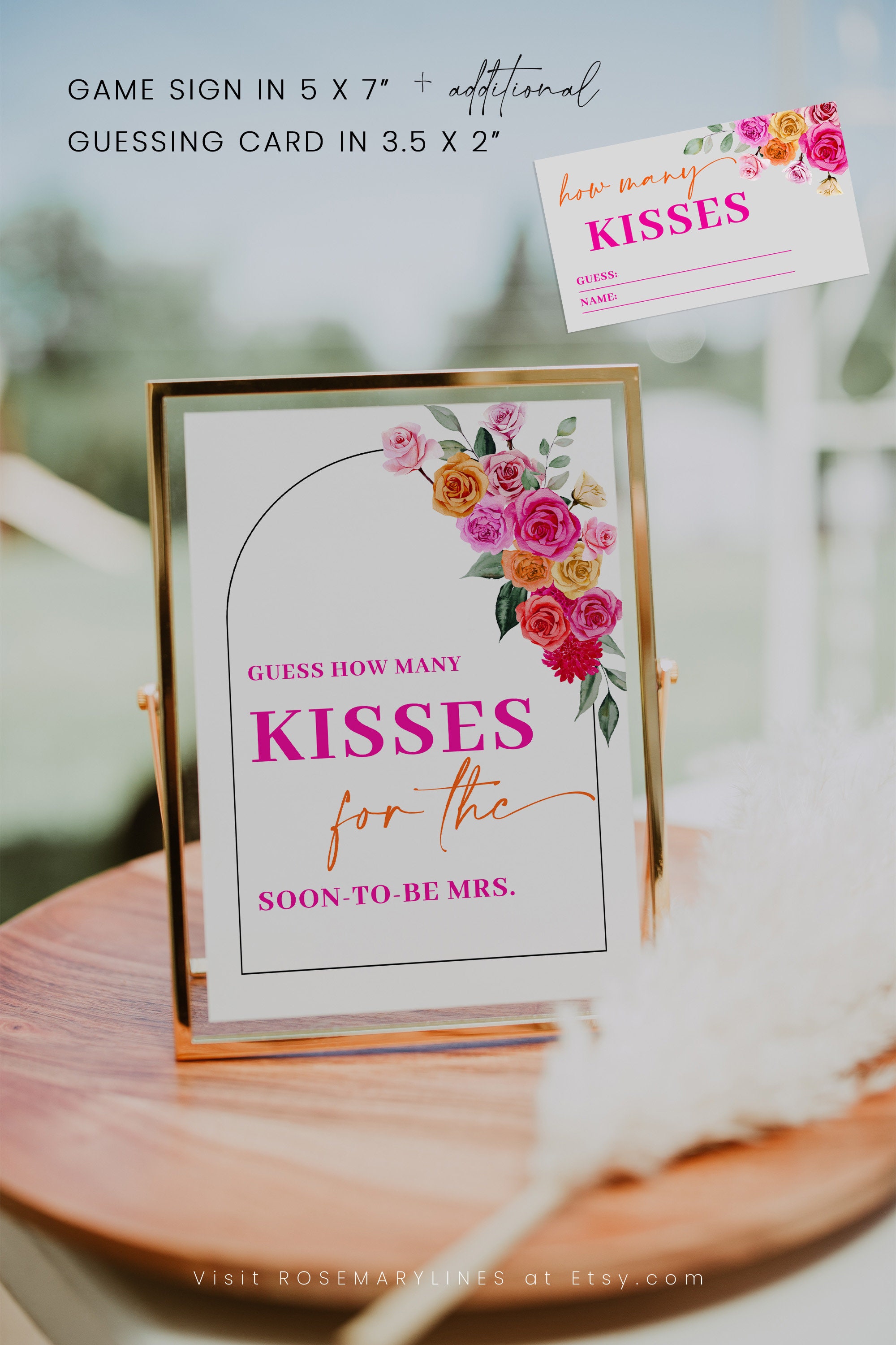 Pink Orange Bridal Shower Games Bundle Template, Hot Pink Floral Bridal ...