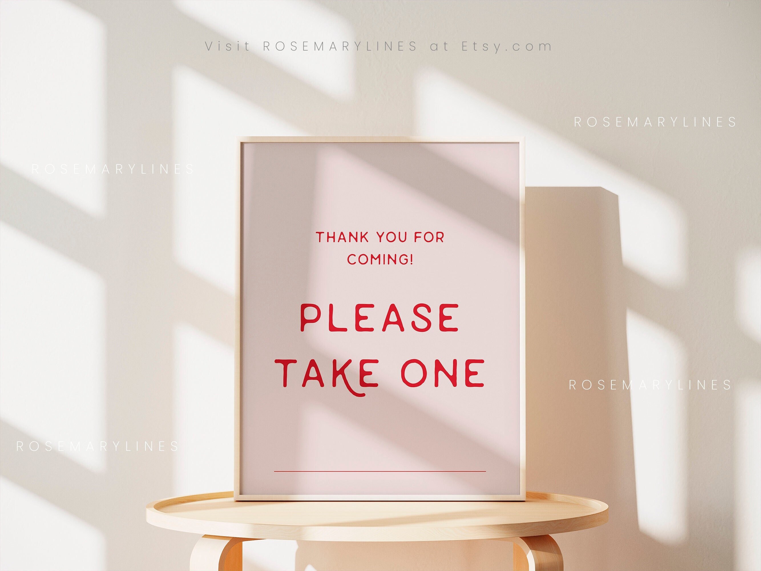 Pink and Red Favor Sign Template Modern Retro Favors Sign | Etsy