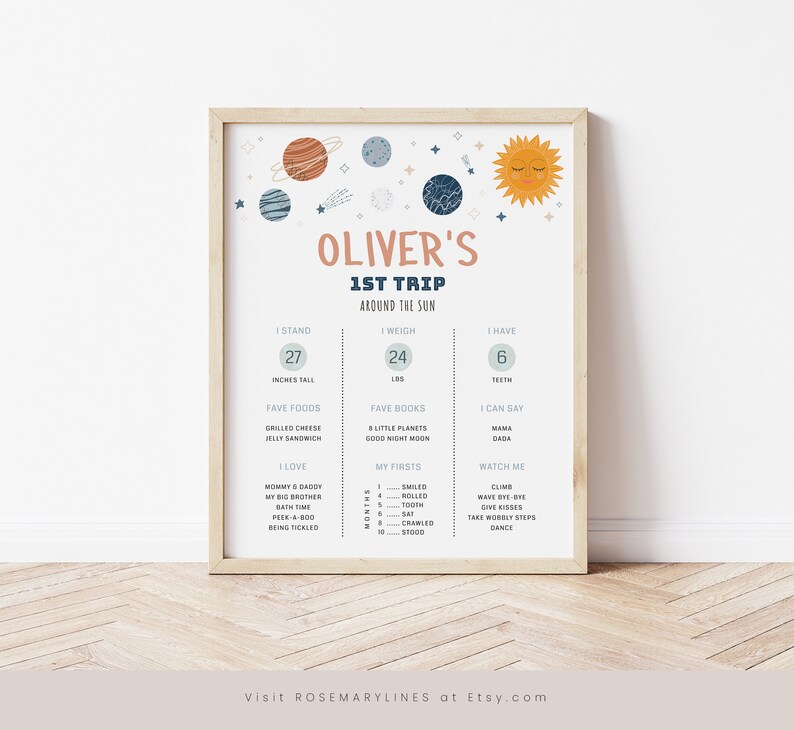 Outer Space Birthday Milestone Sign Template Galaxy Solar - Etsy