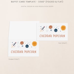 Outer Space Food Labels, Galaxy Solar System Buffet Card Template, Sun ...