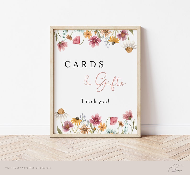 Wildflower Cards and Gifts Sign Template, Bright Floral Wedding Gifts ...
