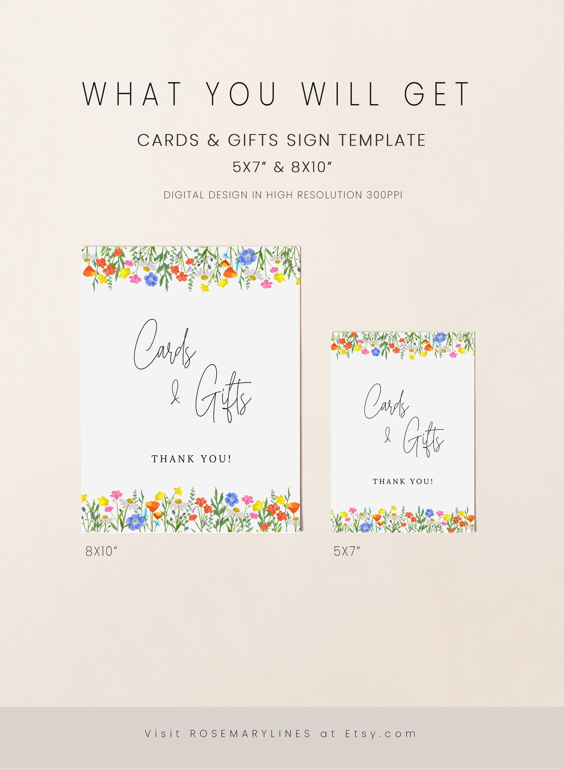 Wildflower Cards and Gifts Sign Template Spring Orange Yellow - Etsy