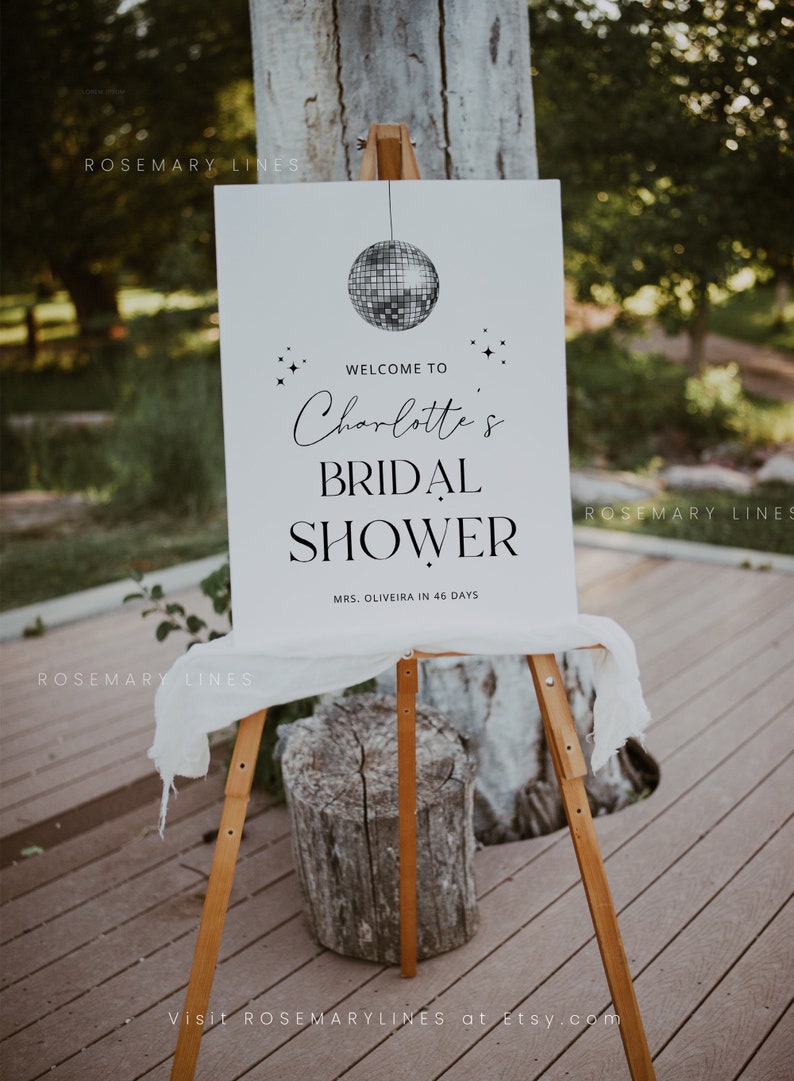 Disco Bridal Shower Welcome Sign Template, Retro Bridal Shower Sign ...