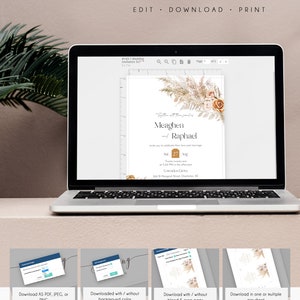 Dusty Rose Eucalyptus Custom Sign Template, Pampas Grass Wedding Signs ...