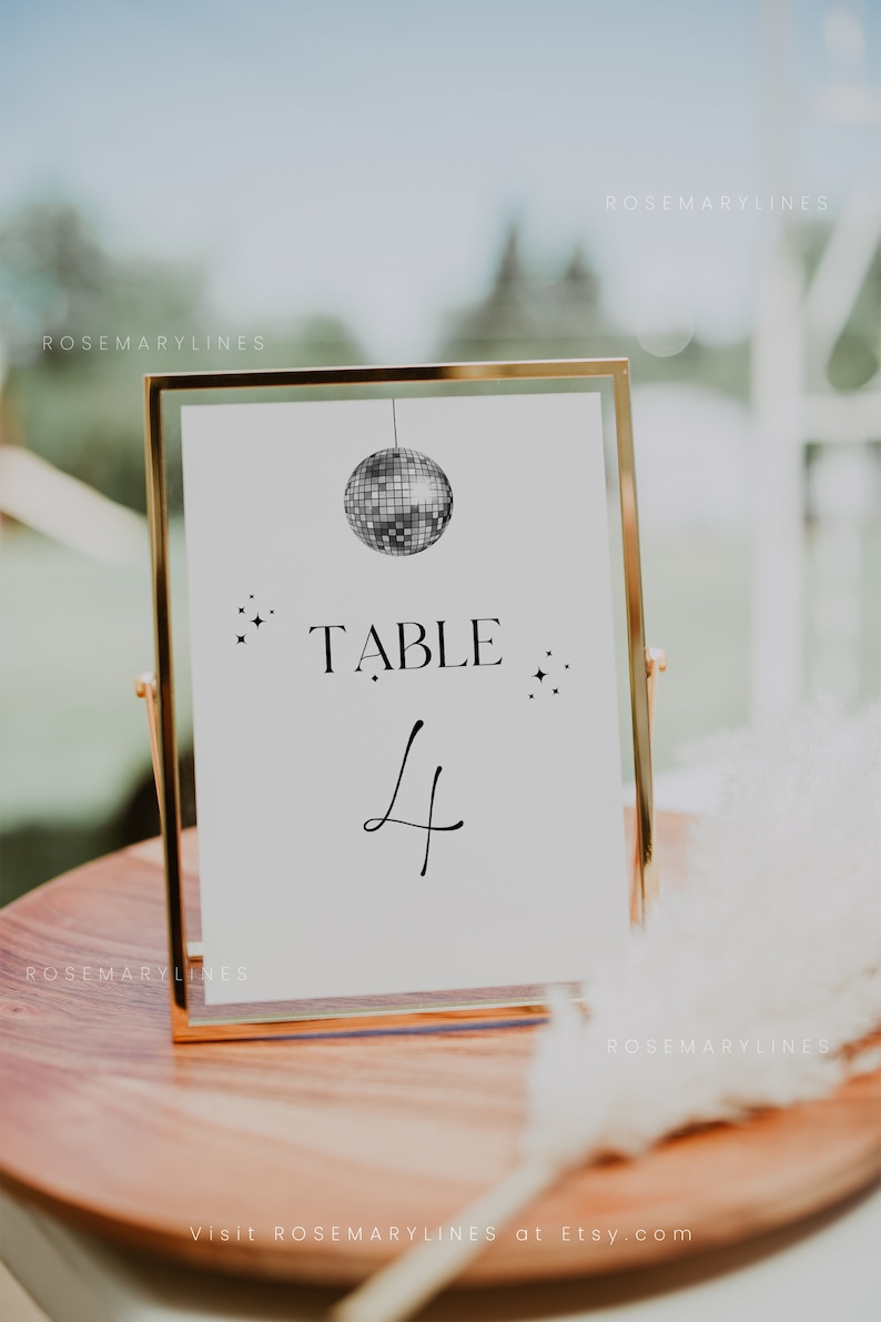 Disco Table Number Template, Retro Table Numbers, Disco Ball Table ...