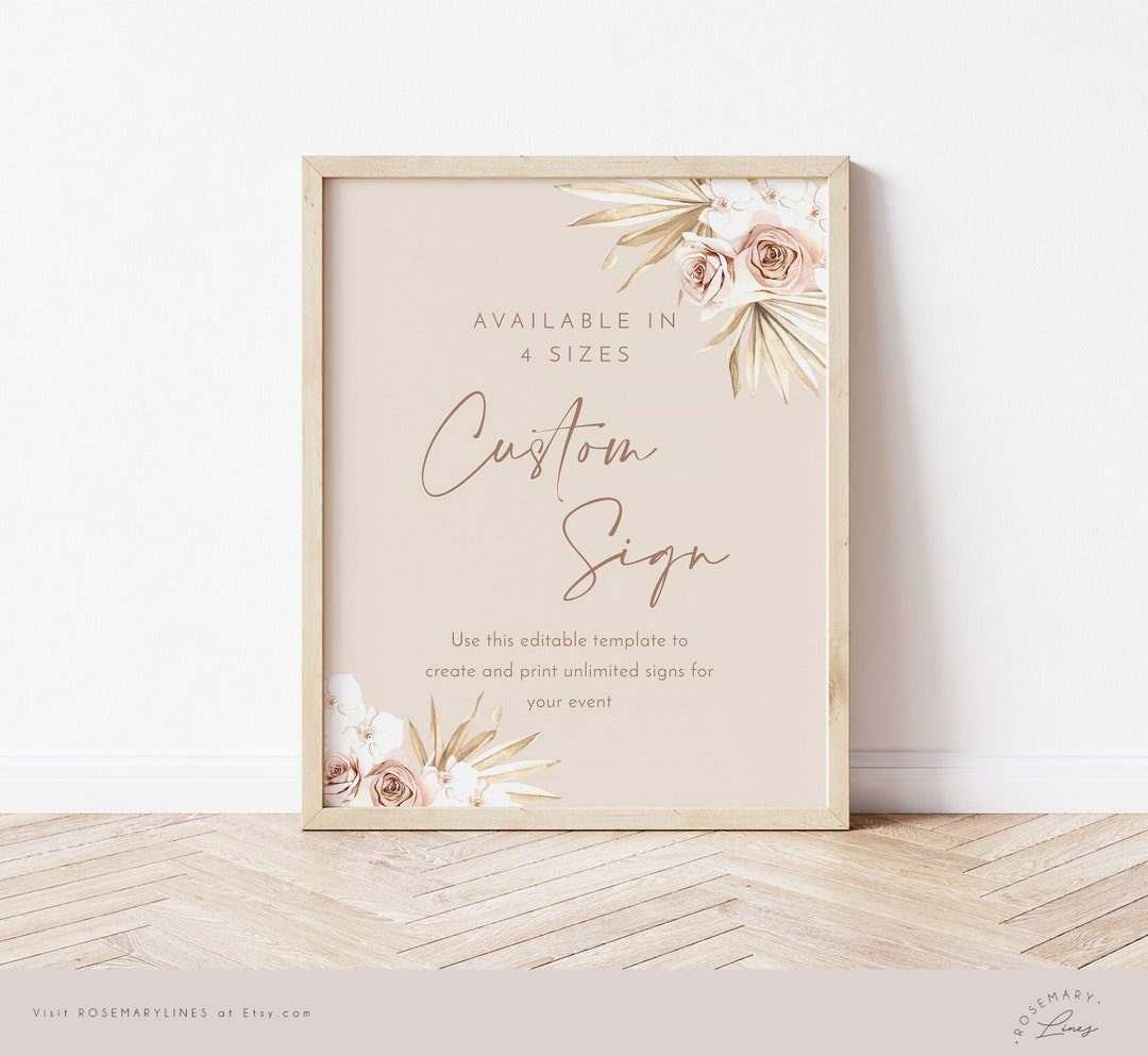 Pale Blush Boho Custom Sign Template, Dusty Rose Personalized Sign ...