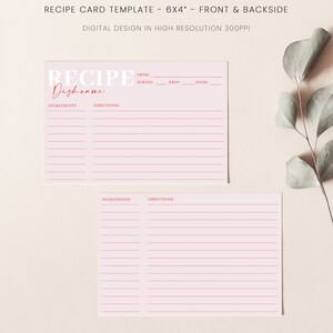 Red and Pink Recipe Cards, Hot Pink Recipe Card Template, Red Pink ...