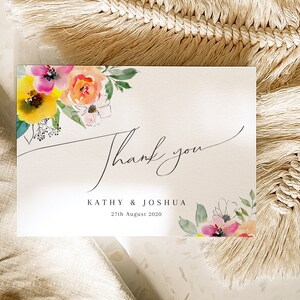 Bright Floral Thank You Card Template, Summer Floral Thank You Cards ...