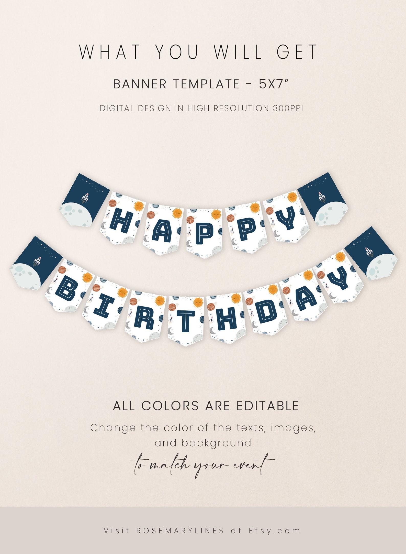 Outer Space Birthday Banner Galaxy Solar System Banner | Etsy