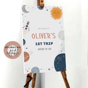 Outer Space Birthday Welcome Sign Template Galaxy Solar System Birthday ...