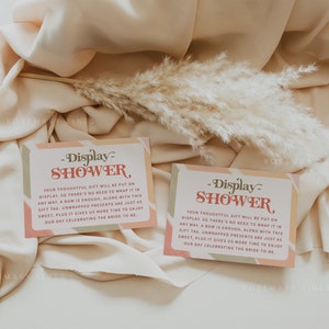 Retro Display Shower Card Template, Peach Unwrapped Gifts Insert, 70's ...