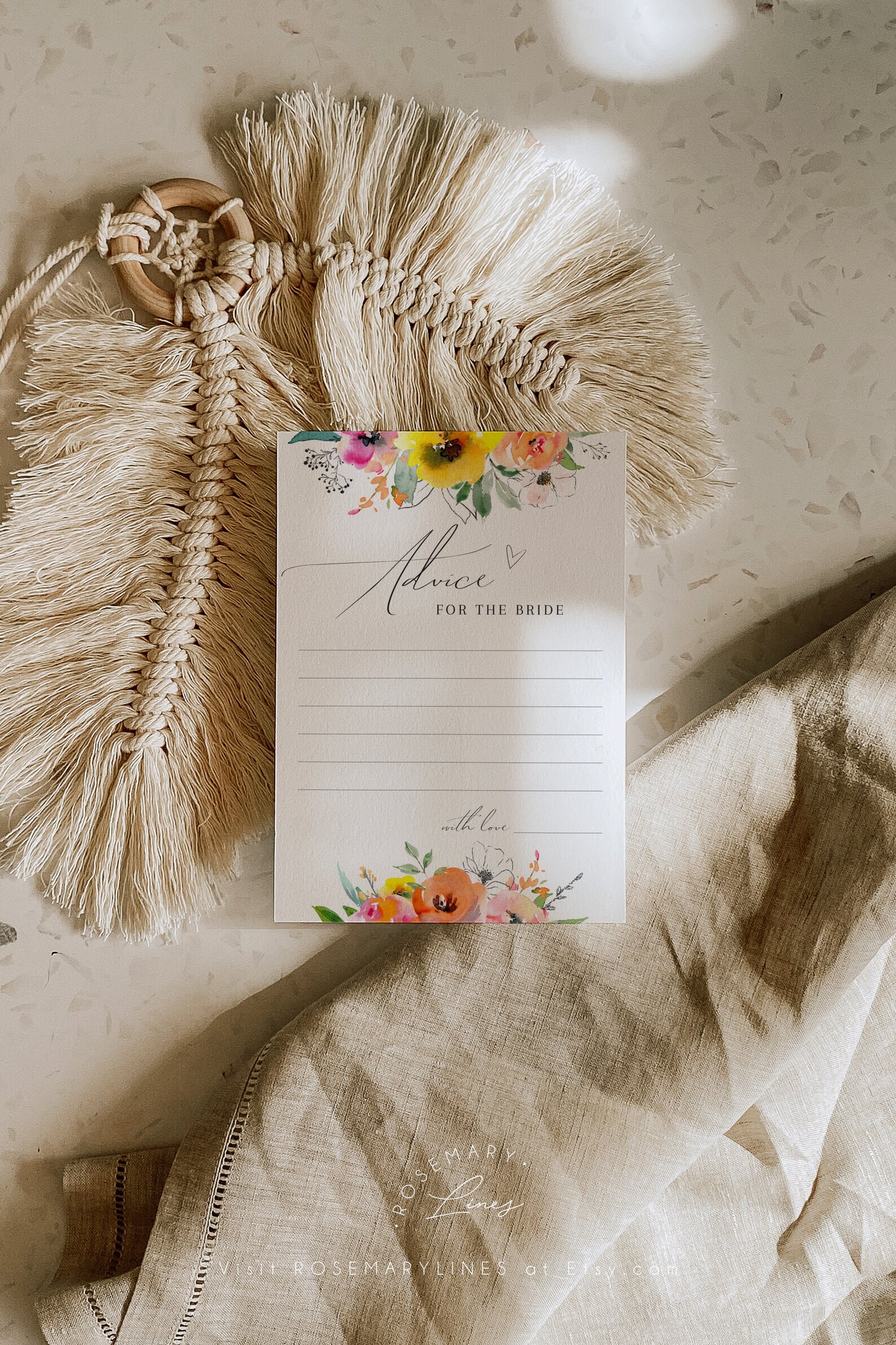 Editable Advice Card Template Bright Floral Advice for the - Etsy