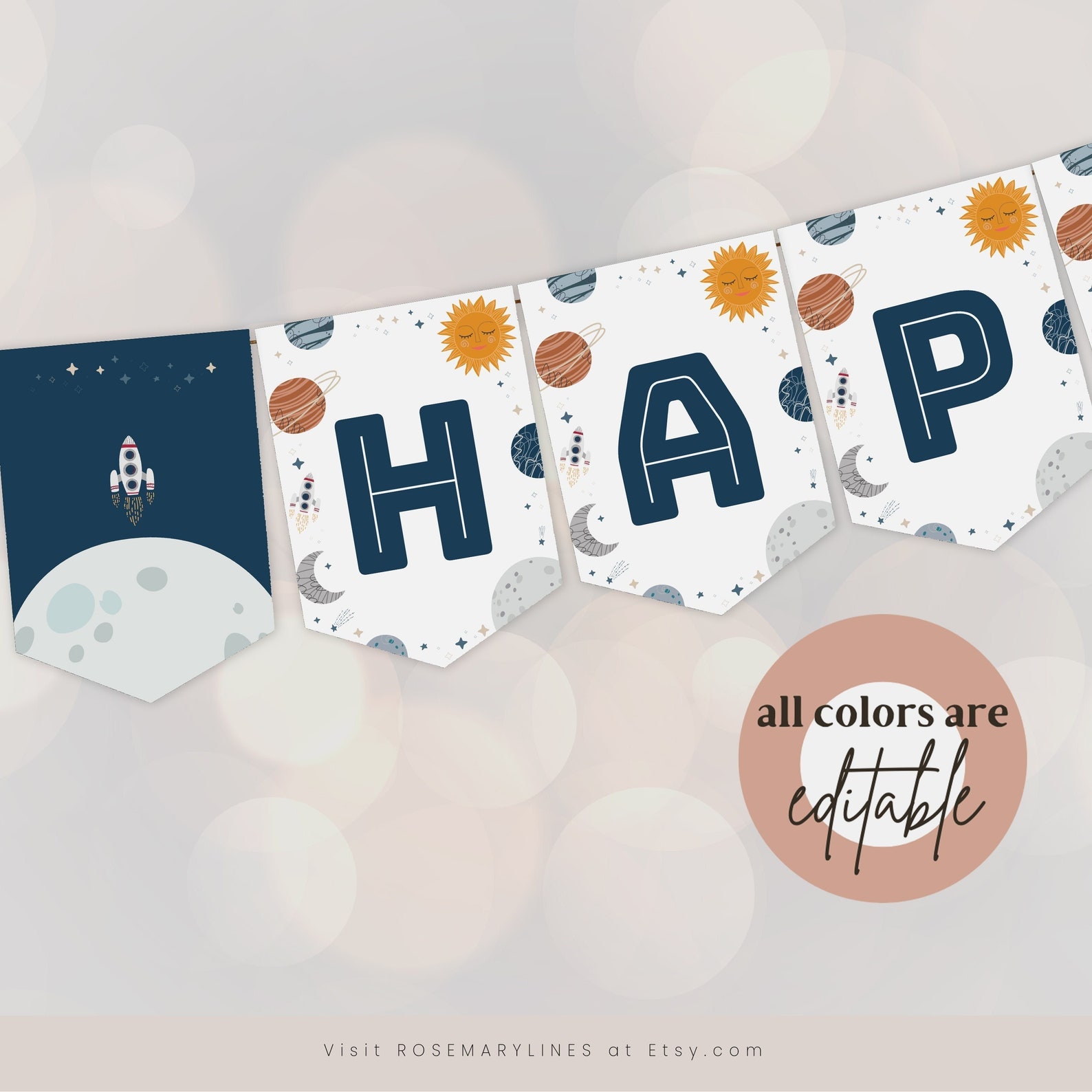 Outer Space Birthday Banner Galaxy Solar System Banner - Etsy
