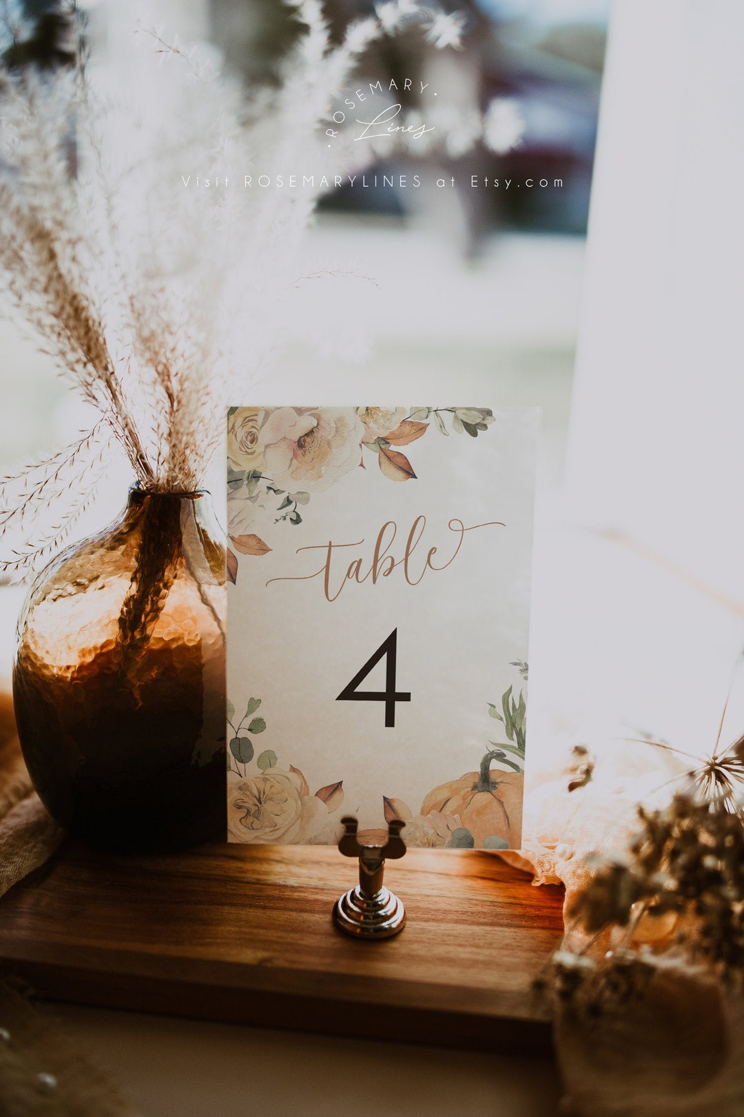 Editable Fall Wedding Table Numbers, Pumpkin Table Number Template ...