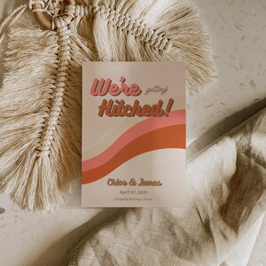 Groovy Retro Save the Date, 70's Save the Date Template, We're Getting ...