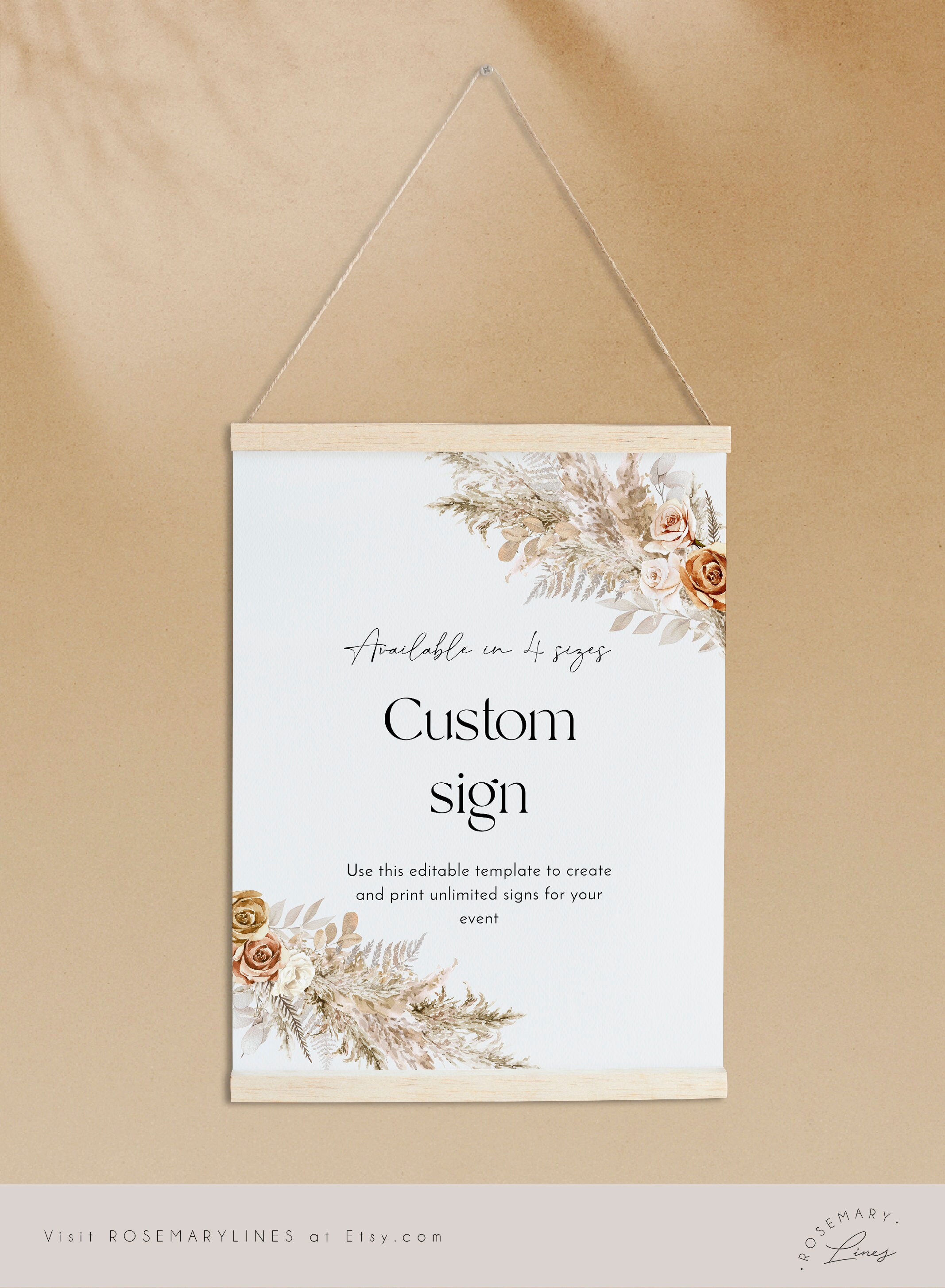 Pampas Grass Custom Wedding Signs Earthy Boho Custom Sign - Etsy