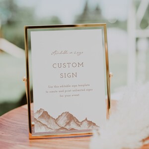 Minimal Mountain Custom Sign Template Desert Personalized - Etsy