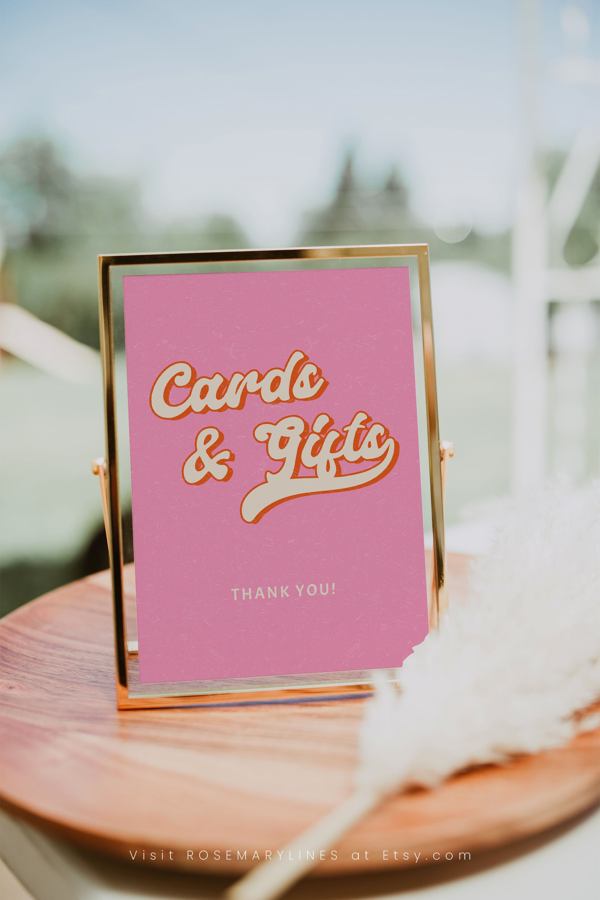Retro Groovy Cards and Gifts Sign Template Hot Pink Orange - Etsy