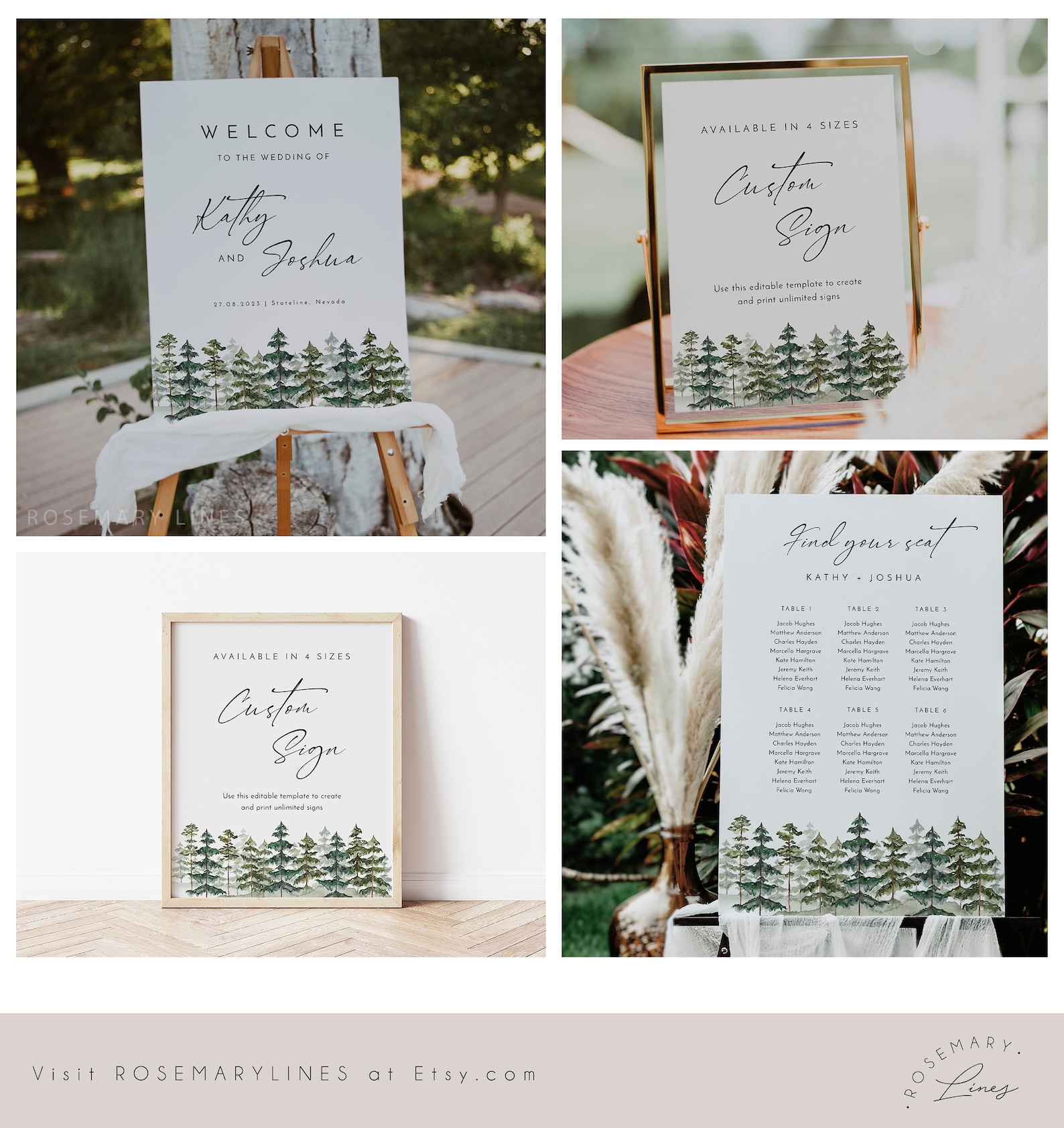 Pine Tree Wedding Bundle Mountain Wedding Invitation Set | Etsy