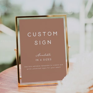 Terracotta Custom Sign Template, Modern Mauve Wedding Signs, Retro Boho ...