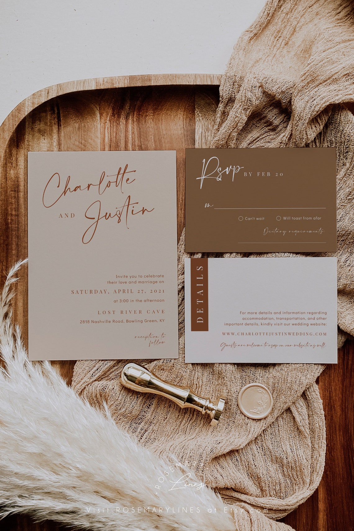Desert Wedding Invitation Bundle Boho Wedding Invitation Set | Etsy