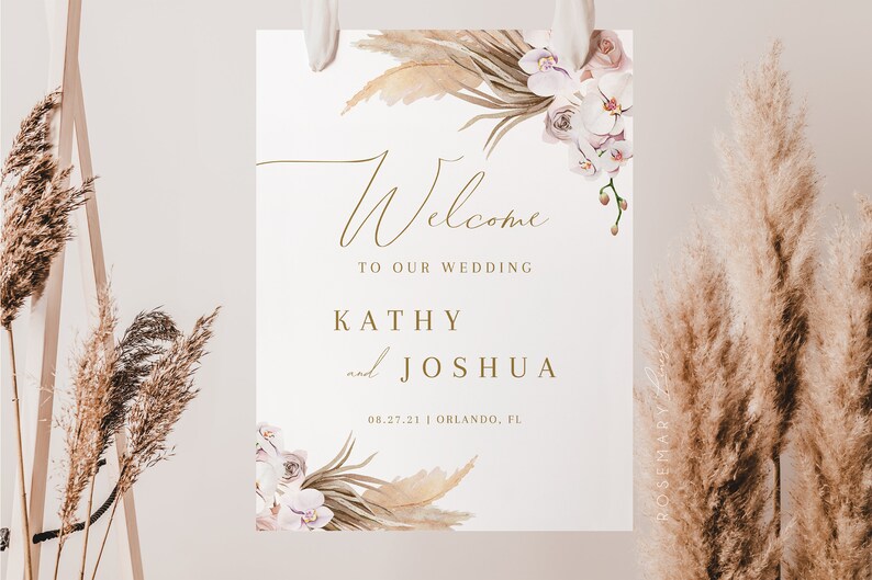 Pampas Grass Welcome Sign Wedding Dried Palm Wedding Welcome | Etsy