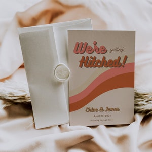 Groovy Retro Save the Date, 70's Save the Date Template, We're Getting ...