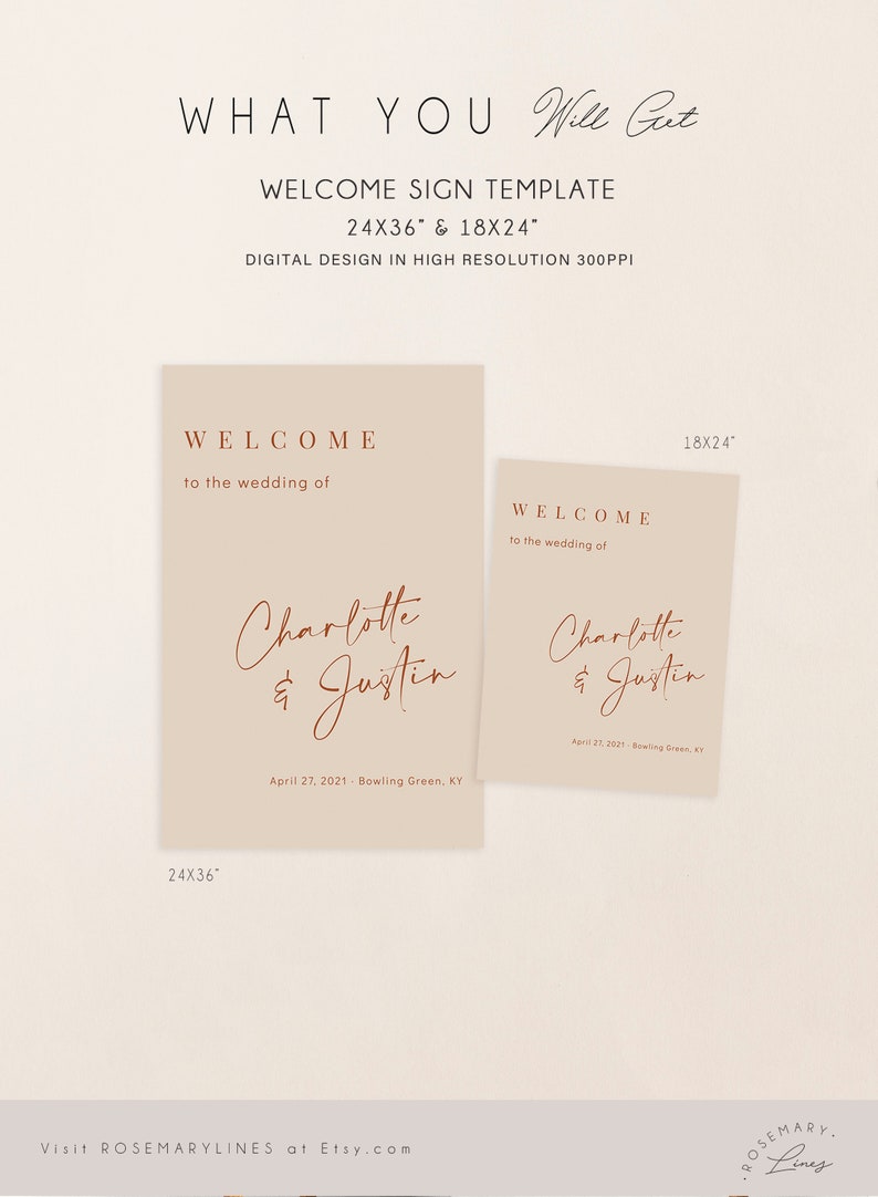 Desert Wedding Welcome Sign Template Minimal Boho Welcome - Etsy