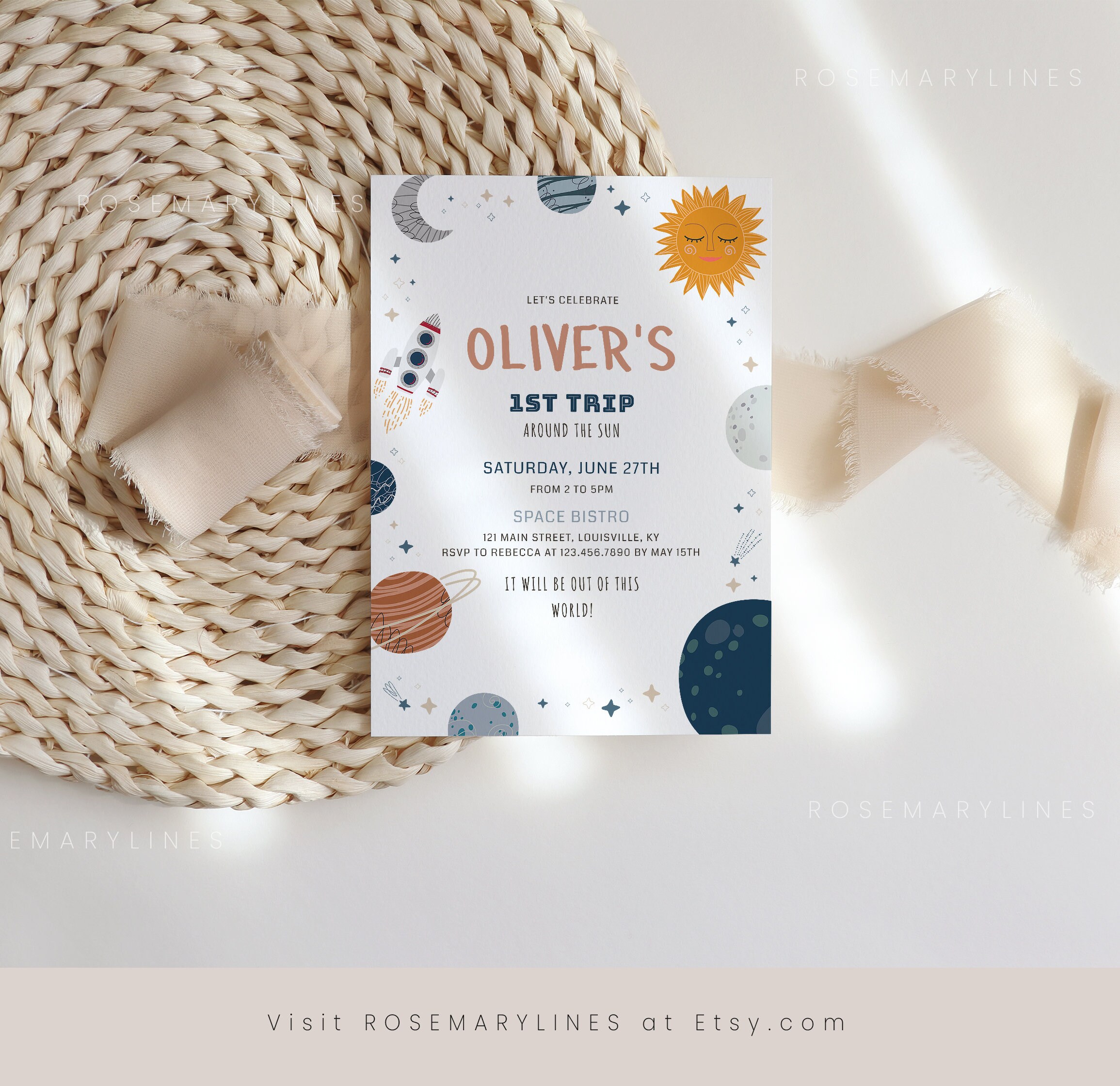 Outer Space Birthday Invitation Template Galaxy Solar System Birthday ...