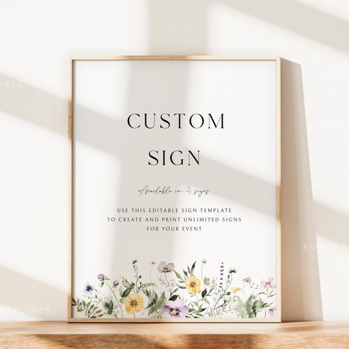 Wildflower Custom Sign Template Bright Floral Wedding Signs - Etsy