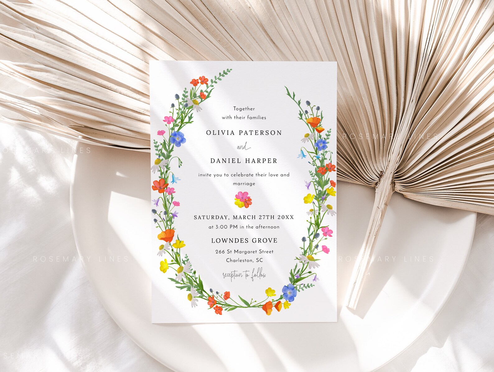 Wildflower Wedding Invitation Set Template Botanical - Etsy