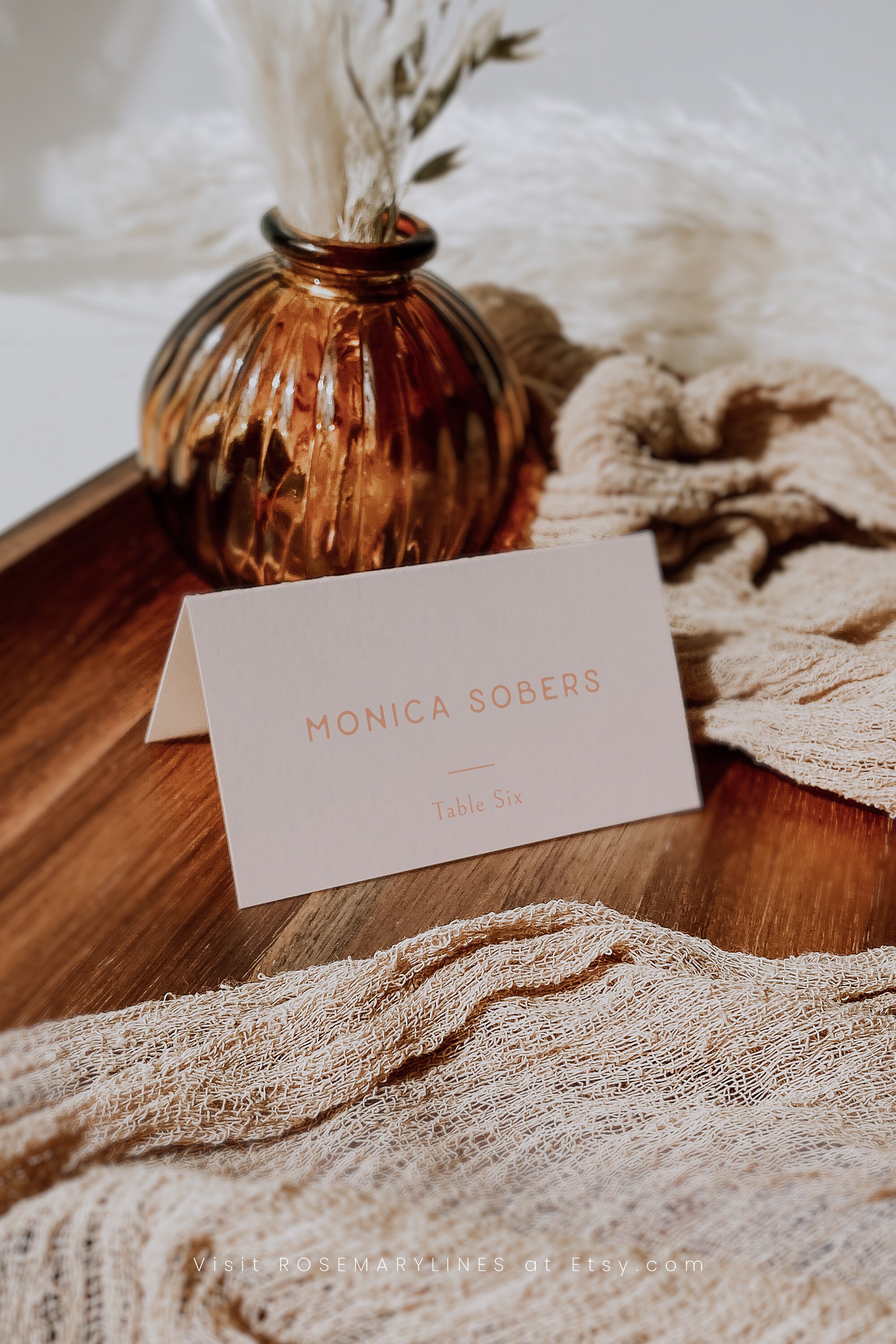 Peach Place Cards, Coral Place Card Template, Pastel Wedding Name Cards ...