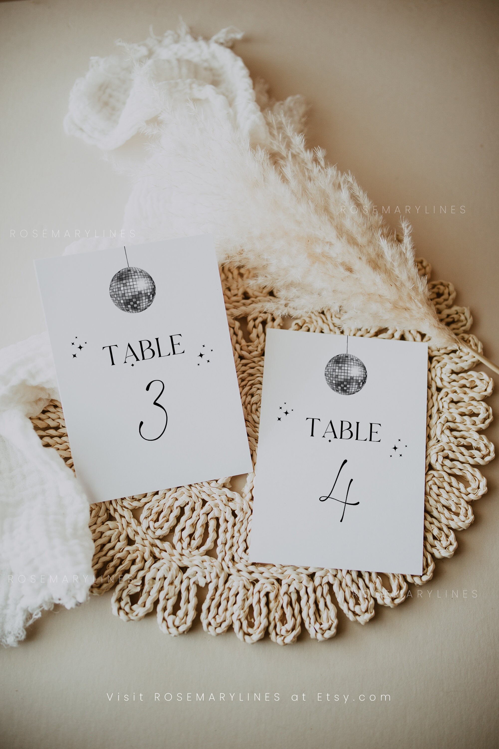 Disco Table Number Template, Retro Table Numbers, Disco Ball Table ...