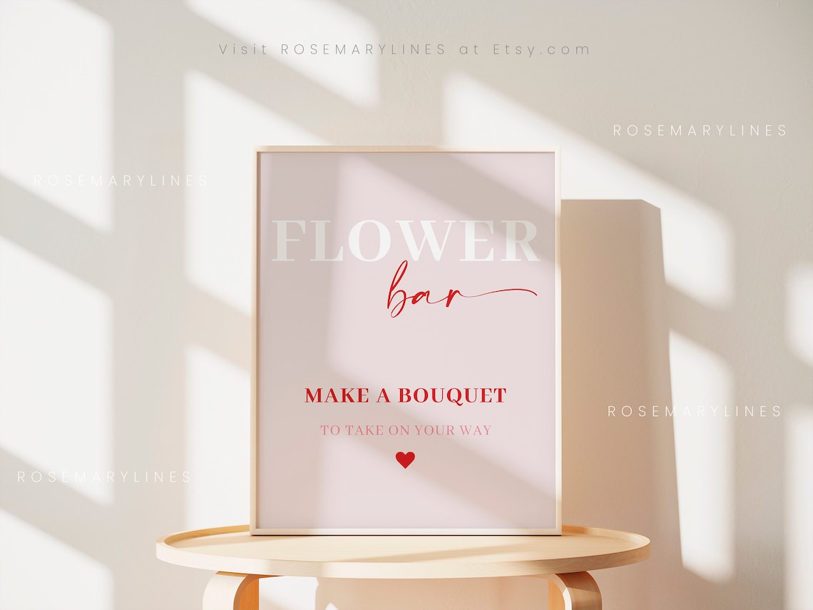 Blush Pink and Red Flower Bar Sign Template, Hot Pink Make a Bouquet ...