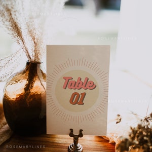Retro Table Numbers 70s Table Number Template Pink - Etsy
