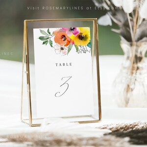 Orange Pink Yellow Floral Table Numbers, Living Coral Wedding Table ...