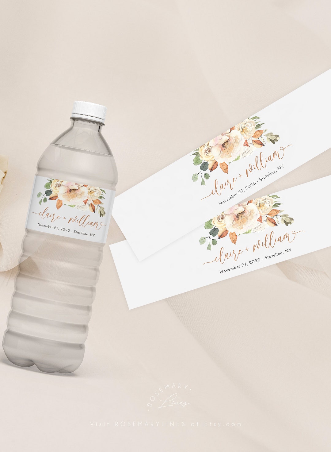 Fall Water Bottle Label Template, Pumpkin Water Bottle Wrapper, Autumn ...