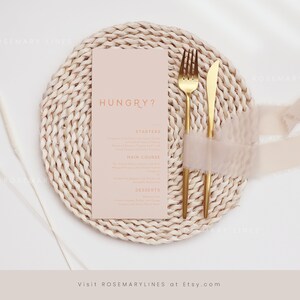 Peach Menu Cards, Coral Wedding Menu Template, Pastel Bridal Shower ...