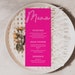 Modern Hot Pink Menu Template, Pink Wedding Menu, Bright Pink Bridal ...