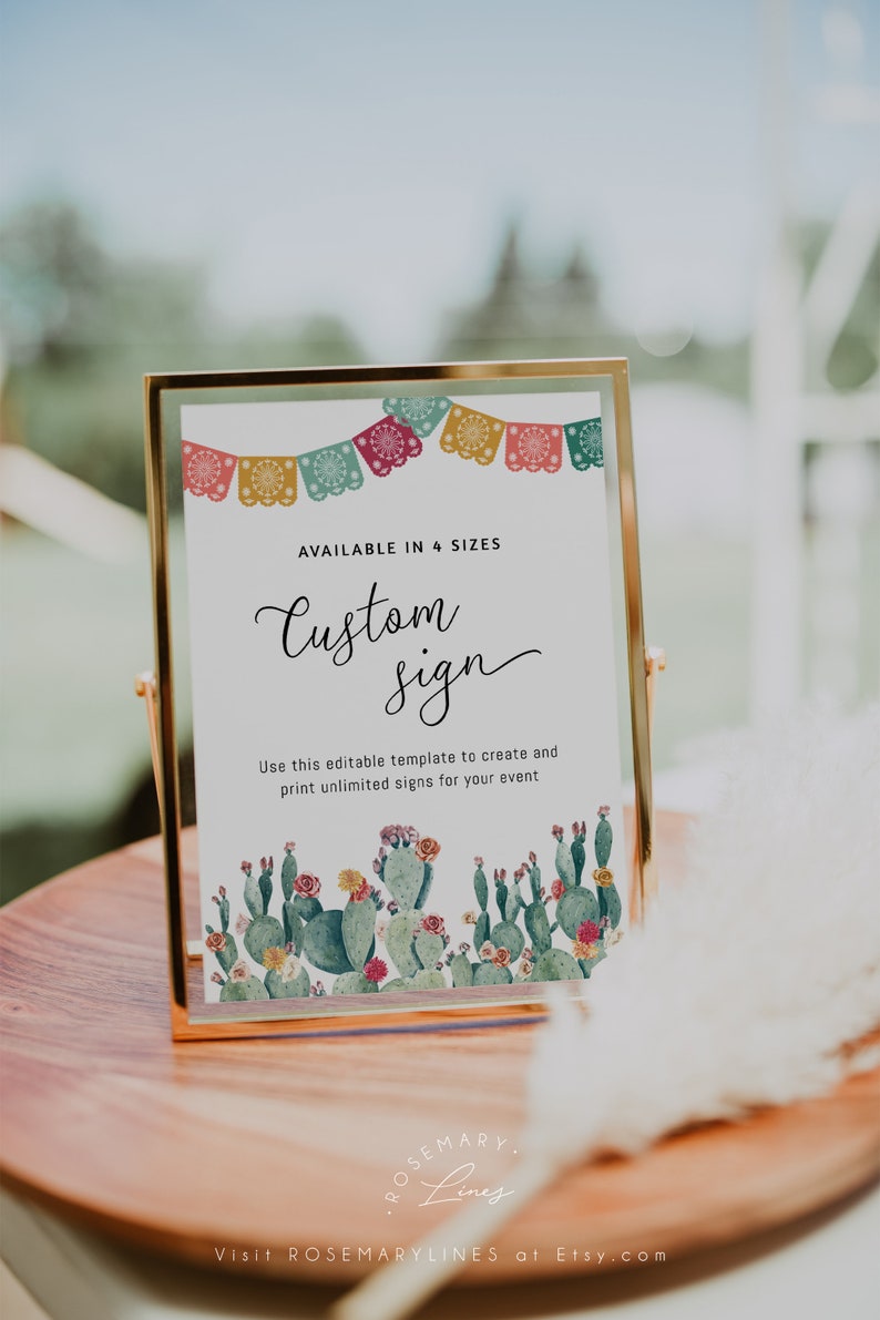 Cactus Custom Sign Printable Fiesta Editable Sign Mexican - Etsy