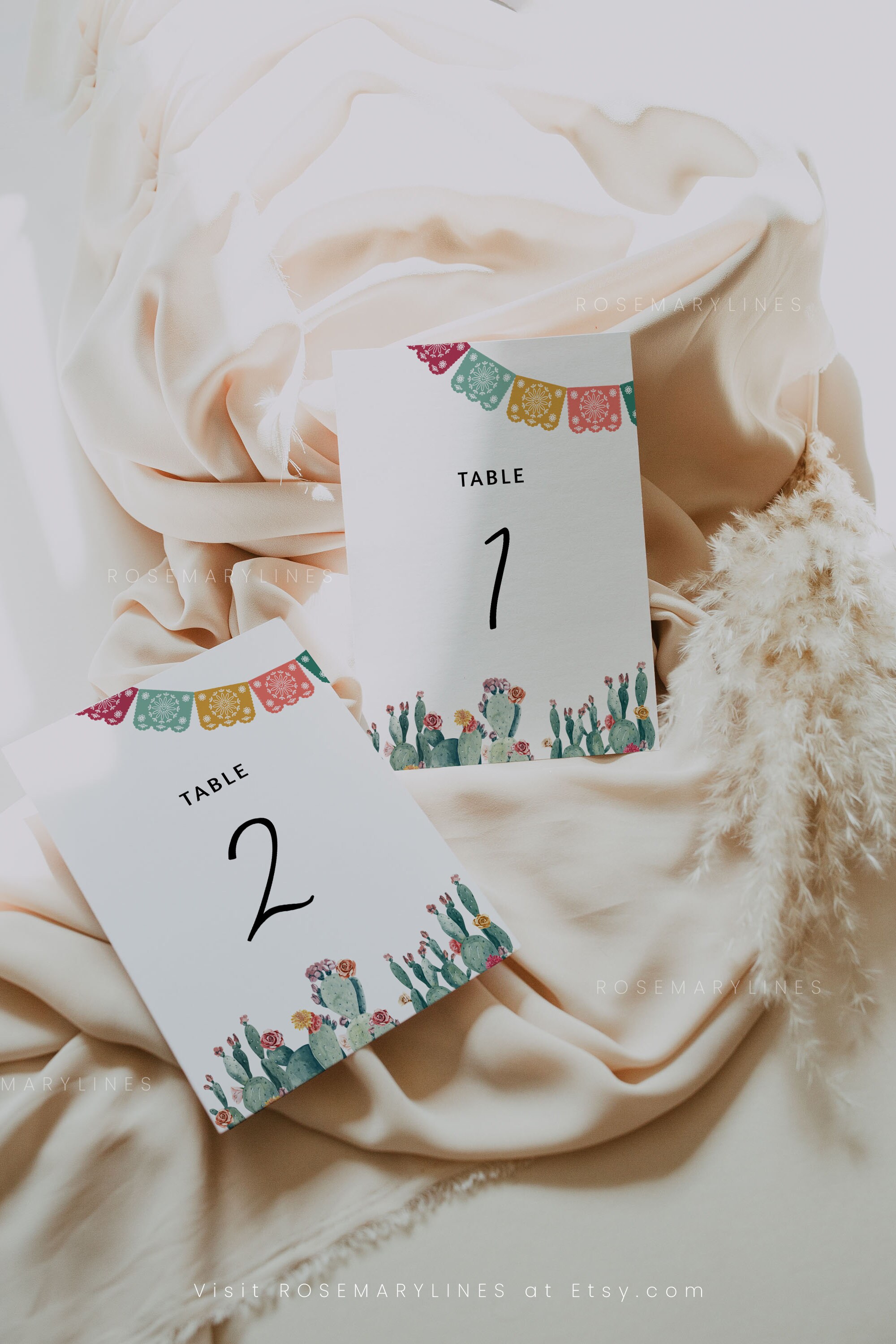 Fiesta Table Numbers, Cactus Table Number Template, Mexican Desert ...