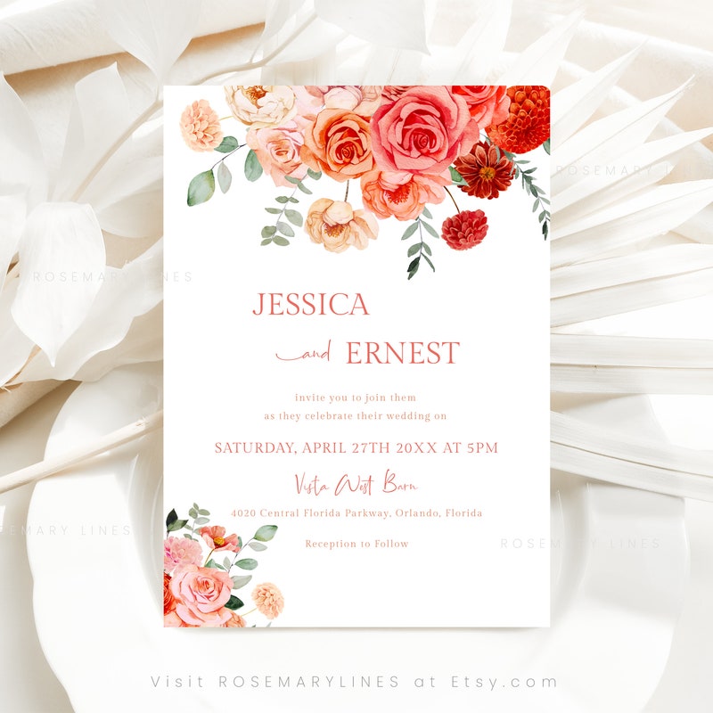Salmon Wedding Invitation - Etsy