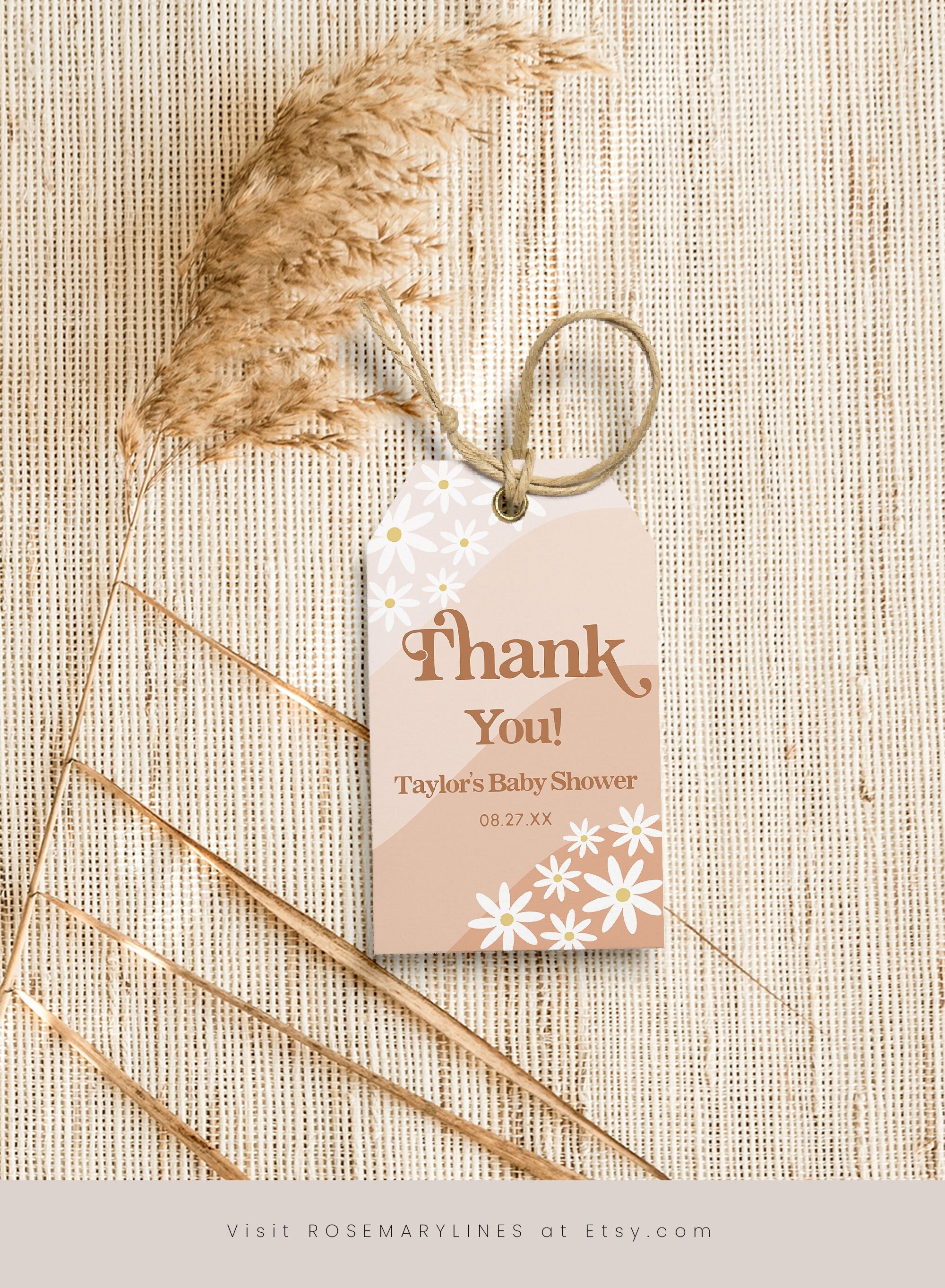 Daisy Favor Tags Modern Retro Baby Shower Favor Tag Template | Etsy
