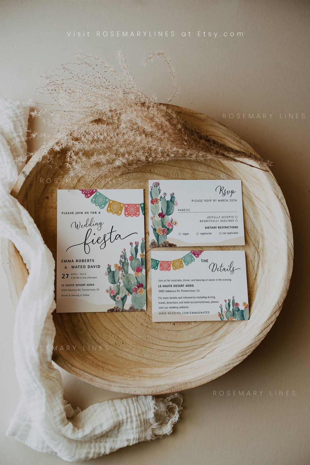Fiesta Wedding Invitation Template, Mexican Wedding Invitation Set ...