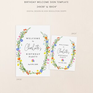 Wildflower Welcome Sign Template, Spring Colorful Boho Floral Birthday ...
