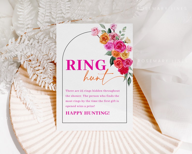 Pink Orange Bridal Shower Games Bundle Template, Hot Pink Floral Bridal ...