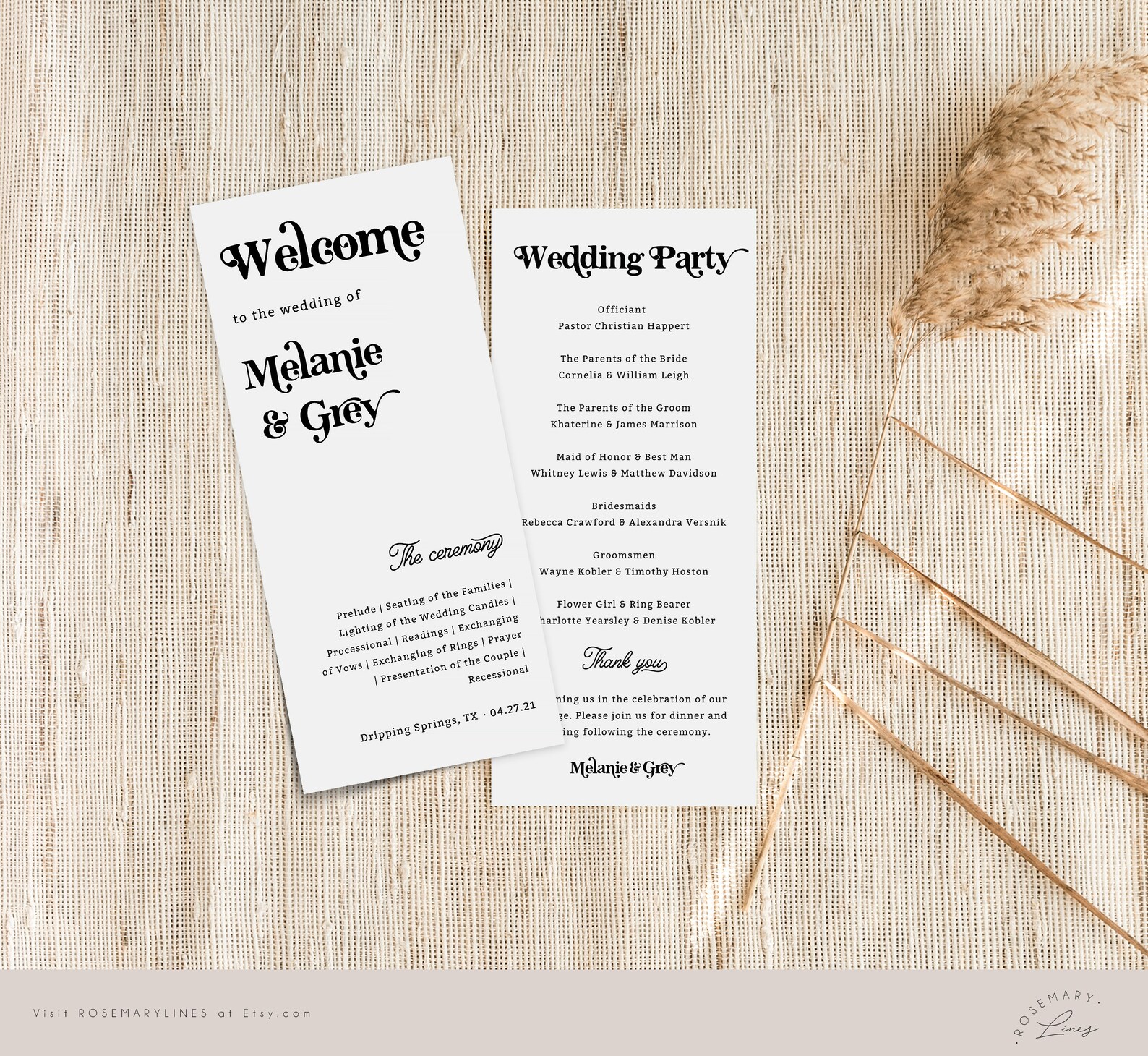 Retro Wedding Programs, 70's Wedding Program Template, 1970's Boho ...